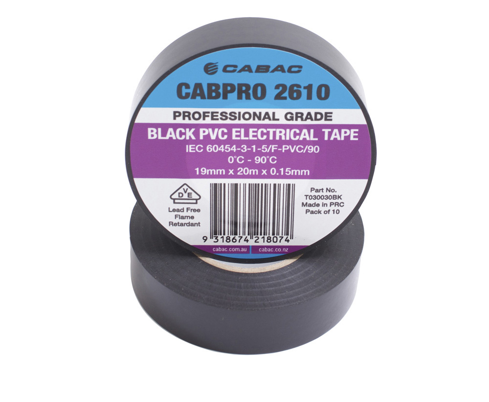 Cabac Cabpro Pvc Tape 2610 - Black 19Mm X 20M | Cables Online