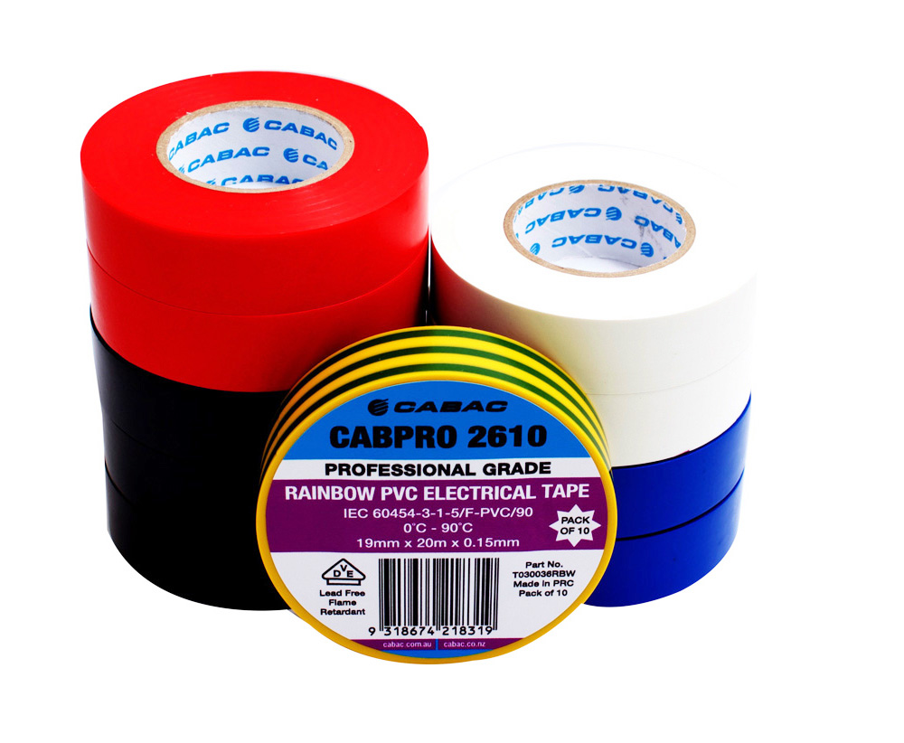 Cabac Cabpro Pvc Tape 2610 - Rainbow 20M 10Pac | Cables Online