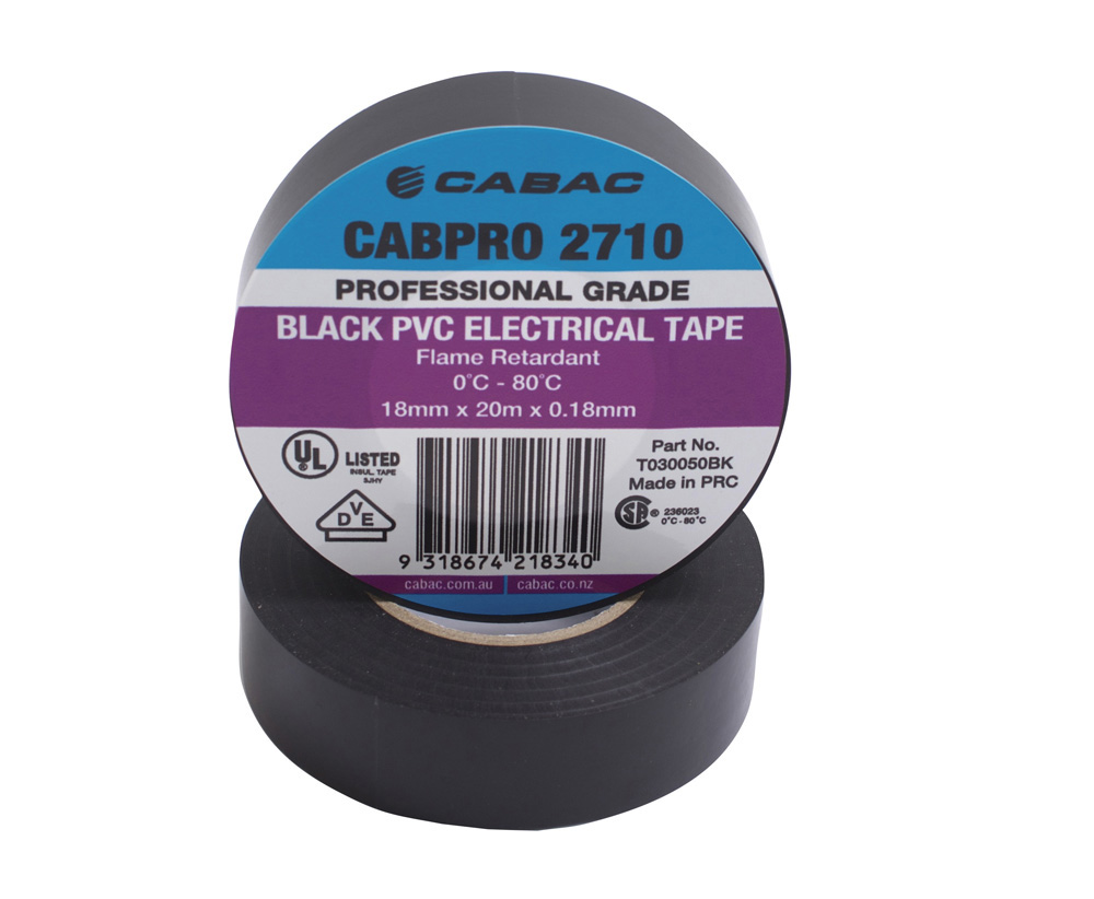 Cabac Cabpro Pvc Tape 2710 - Black 18Mm X 20M | Cables Online