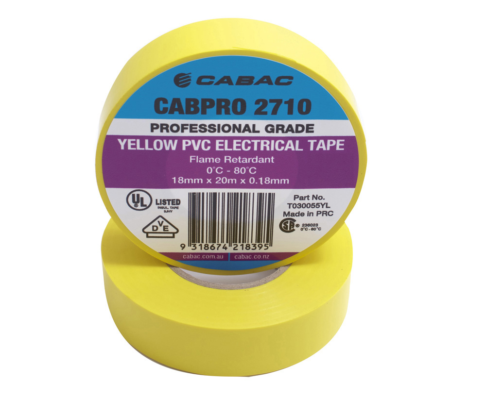 Cabac Cabpro Pvc Tape 2710 - Yellow 18Mm X 20M | Cables Online